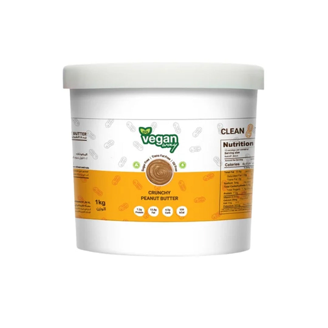 VEGAN WAY Peanut Butter Crunchy, 1kg - Vegan, Gluten Free, Keto Friend